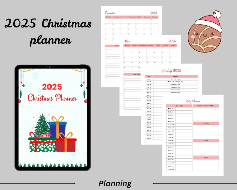 Editable 2025 Christmas Planner, 2025 Holiday Digital Planner, Xmas ...