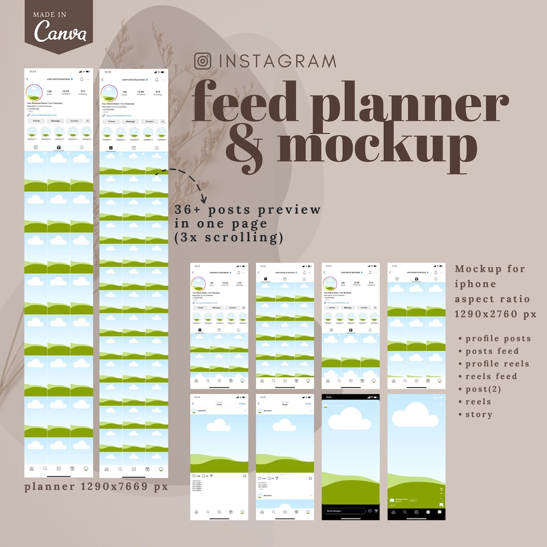 Editable Instagram Feed Planner for Social Media Engagement on Canva ...