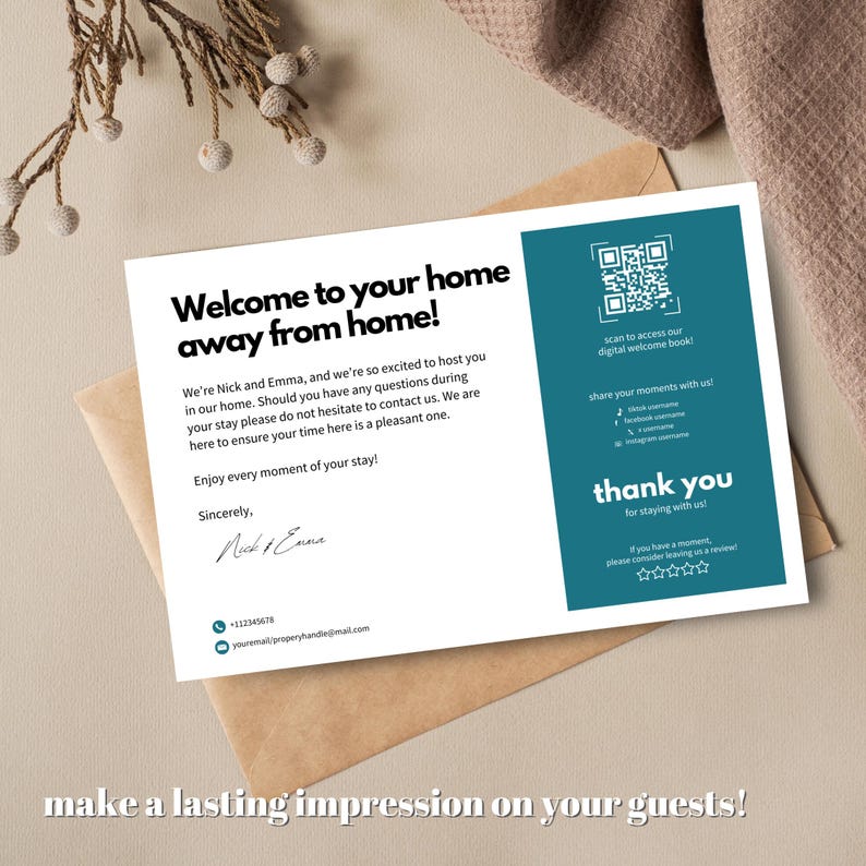Airbnb Welcome and Thank You Card Template Vrbo Welcome Card Guest ...