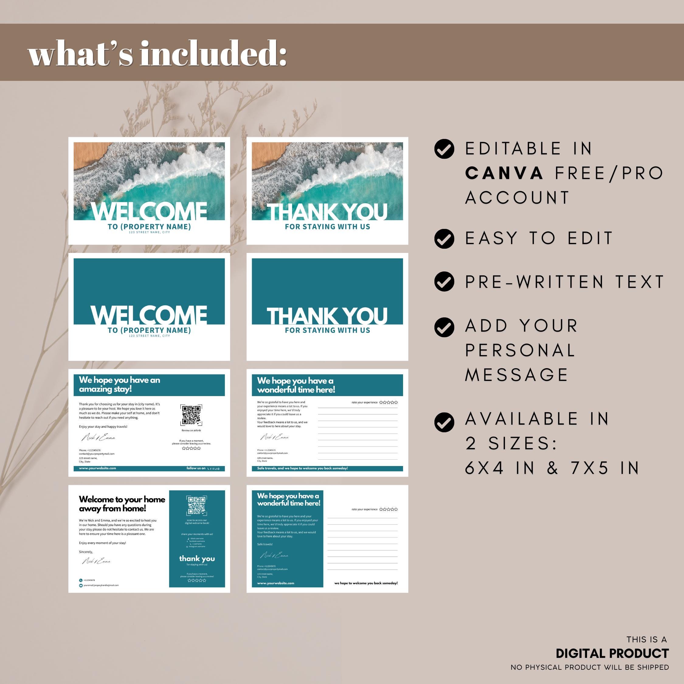 Airbnb Welcome and Thank You Card Template Vrbo Welcome Card Guest ...