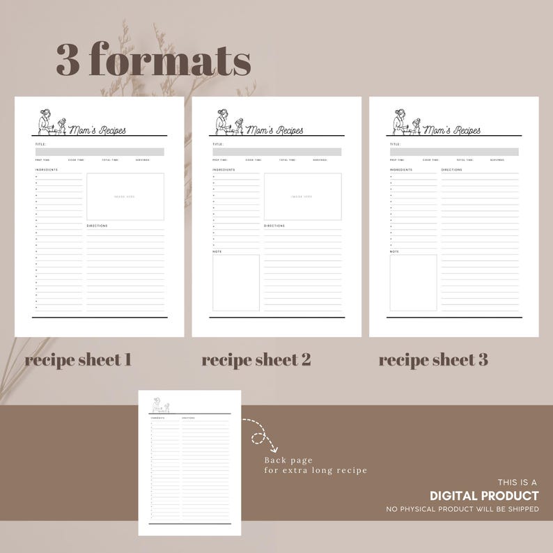 Recipe Book Template Printable, Blank Recipe Page, Cook Book Journal ...