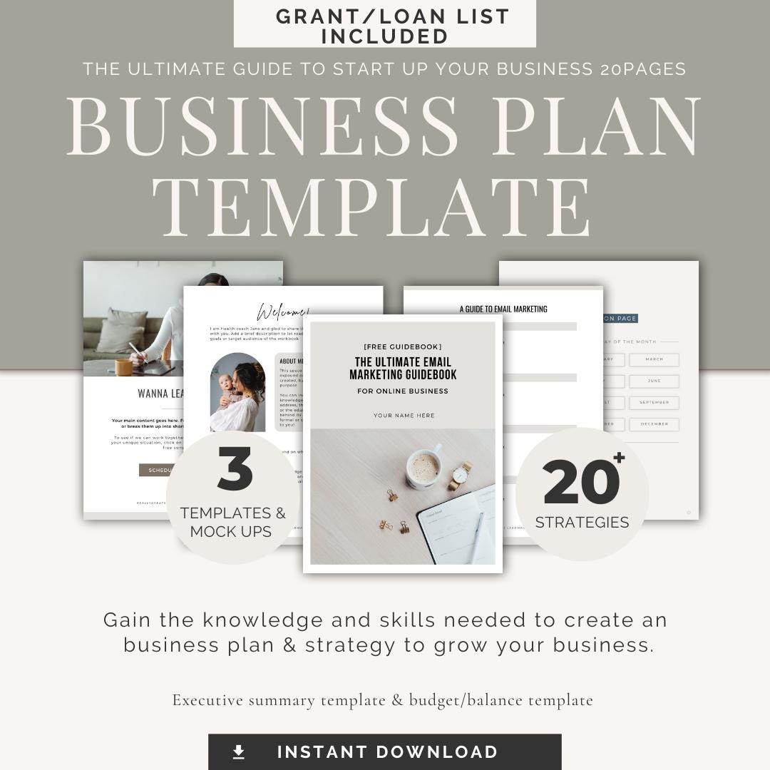 Business Plan Template / List of Grants / Executive Summary Template - Etsy
