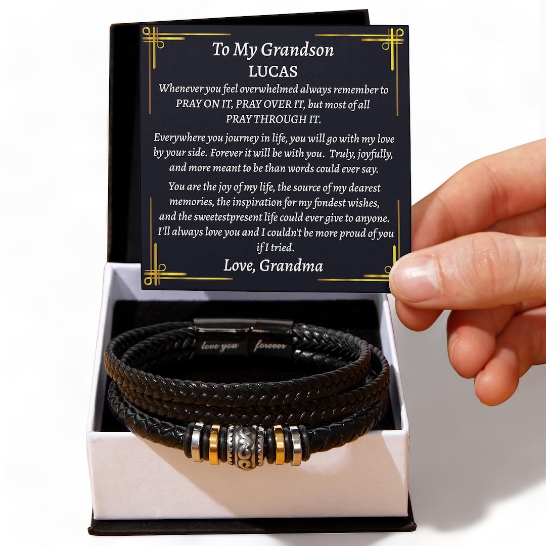 Grandson Bracelet From Grandma, Christian Gift With Prayer Message ...