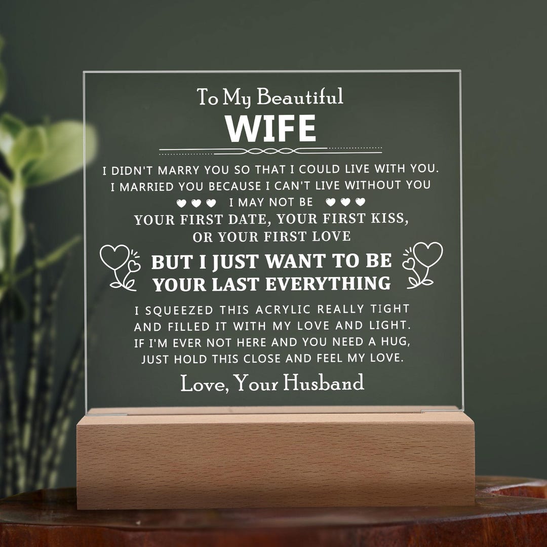 Wife Acrylic Plaque From Husband, Love Poem LED Light - Etsy