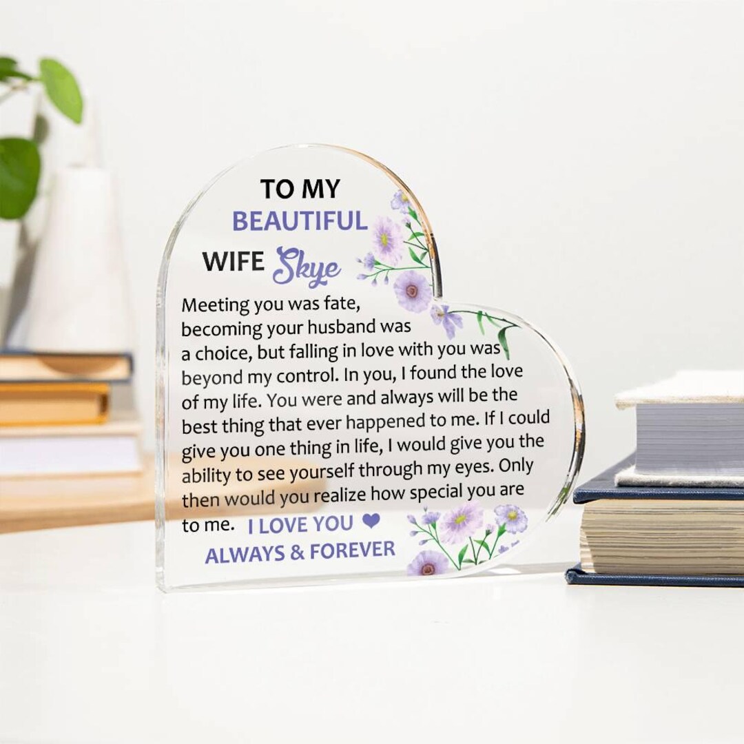 Personalized to My Beautiful Wife Heart Acrylic Plaque LED Anniversary ...