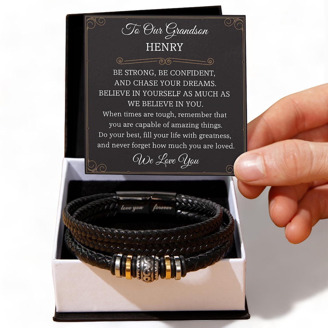 To Our Grandson Braided Leather Bracelet - Heartfelt Keepsake Gift From ...