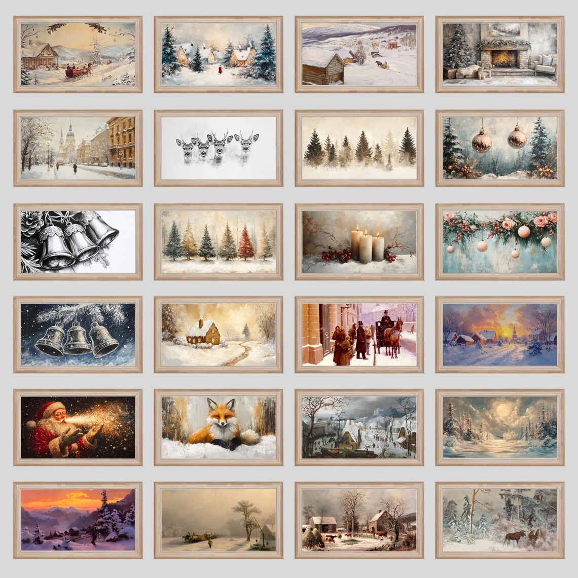 100+ Vintage Christmas Frame TV Art Bundle | Winter TV Frame Art Set ...