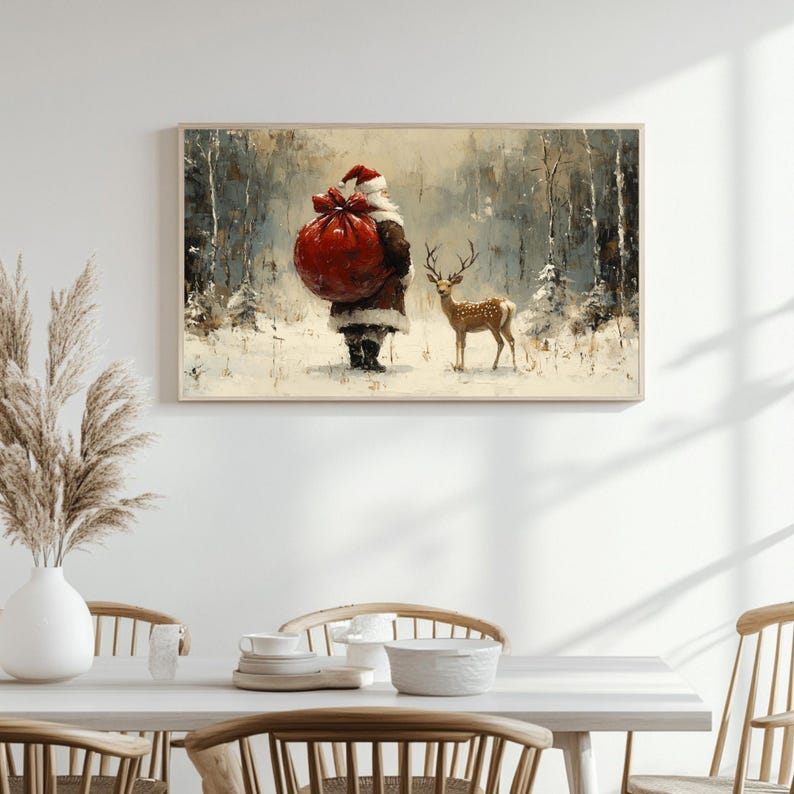 100+ Vintage Christmas Frame TV Art: Winter Holiday Decor (digital ...