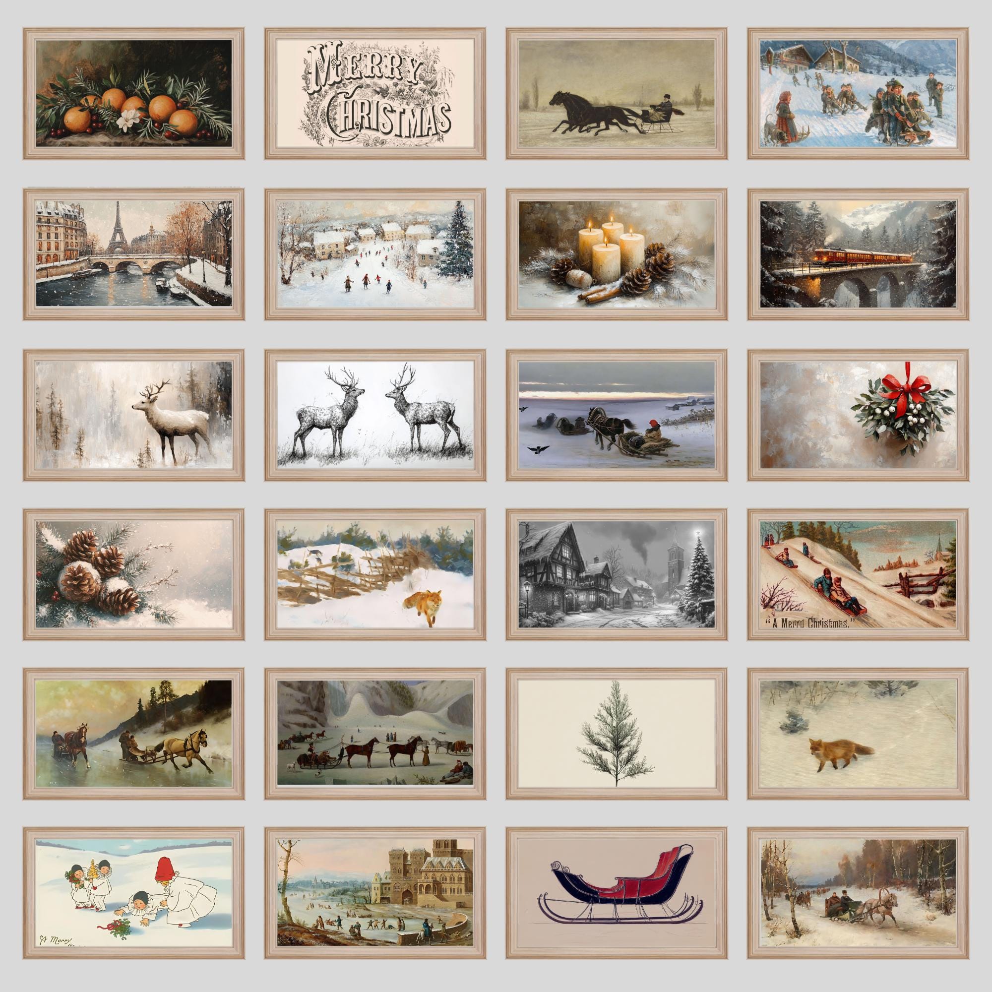 100+ Vintage Christmas Frame TV Art Bundle | Winter TV Frame Art Set ...