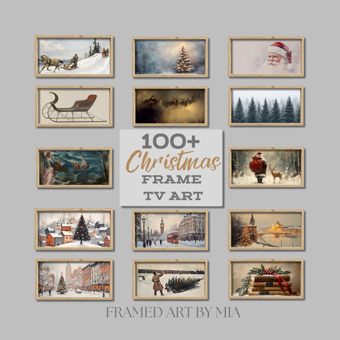 100+ Vintage Christmas Frame TV Art Bundle | Winter TV Frame Art Set ...