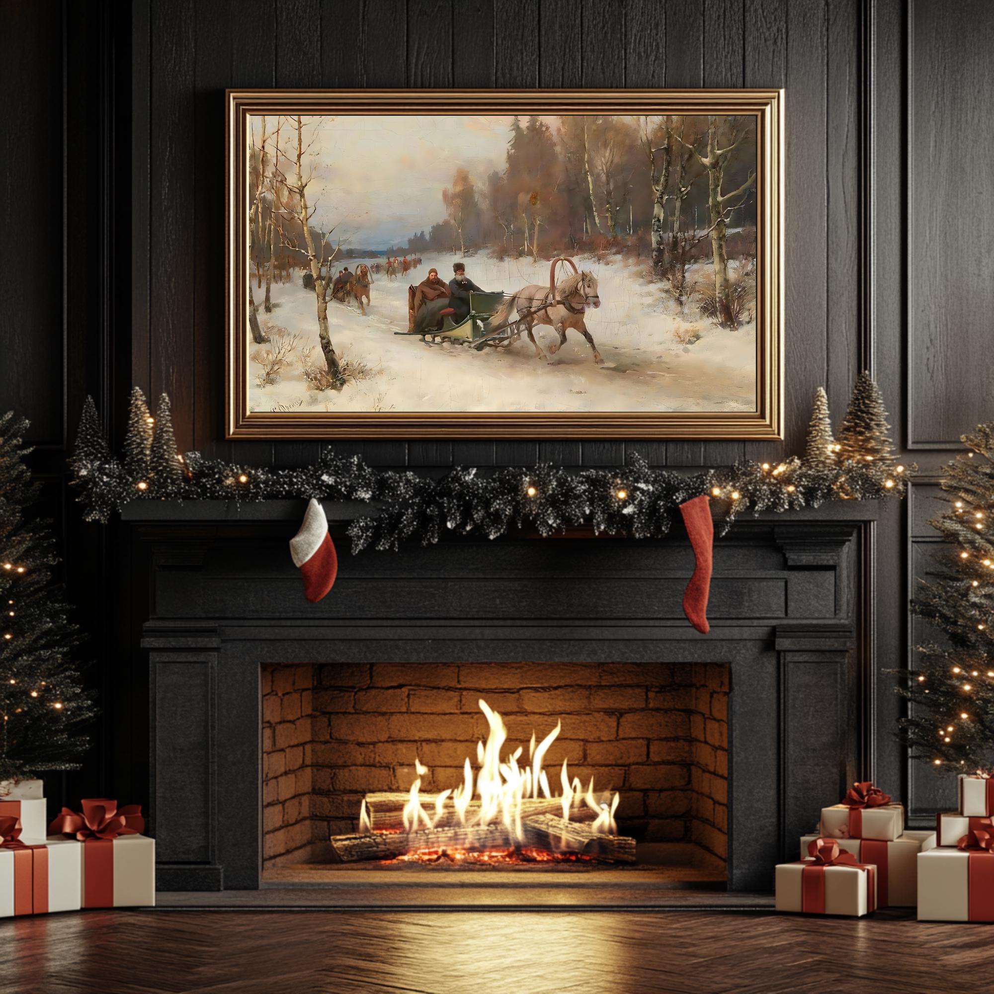 100+ Vintage Christmas Frame TV Art: Winter Holiday Decor (digital ...