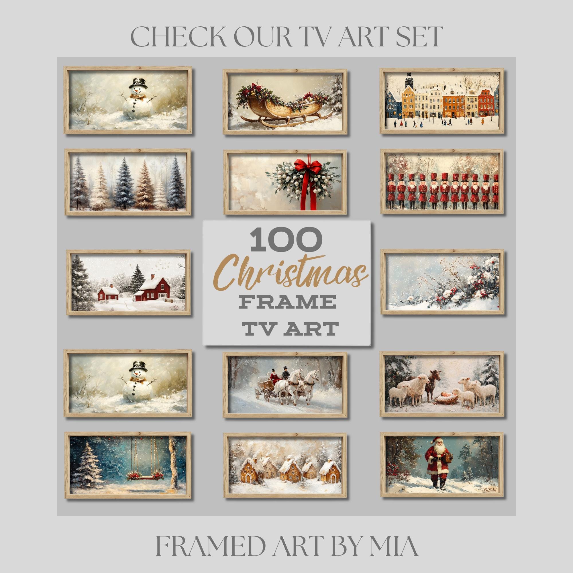 100+ Vintage Christmas Frame TV Art Bundle | Winter TV Frame Art Set ...