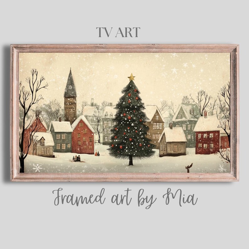 Vintage Christmas Frame TV Art Scandinavian Winter TV Frame Art ...