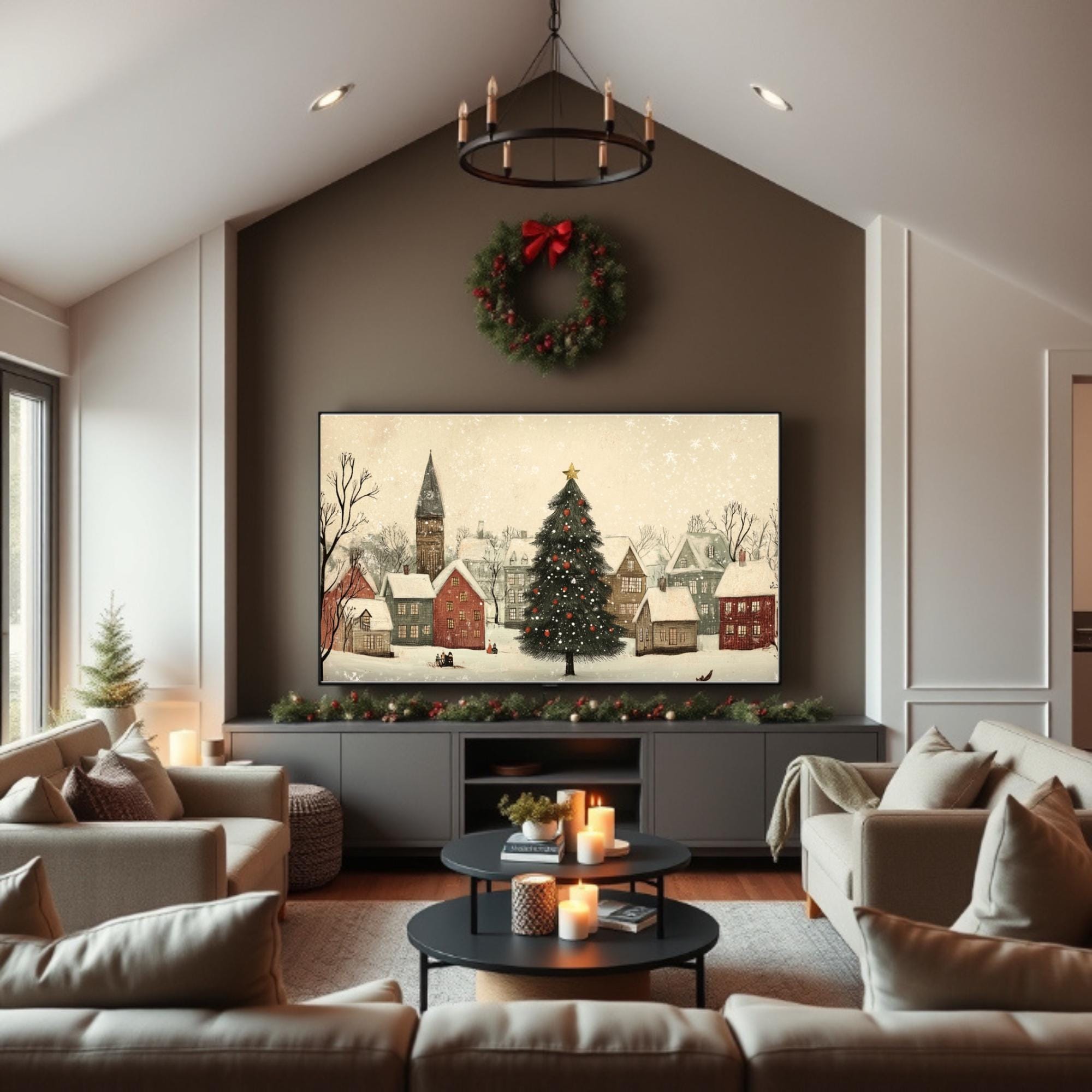 Vintage Christmas Frame TV Art Scandinavian Winter TV Frame Art ...