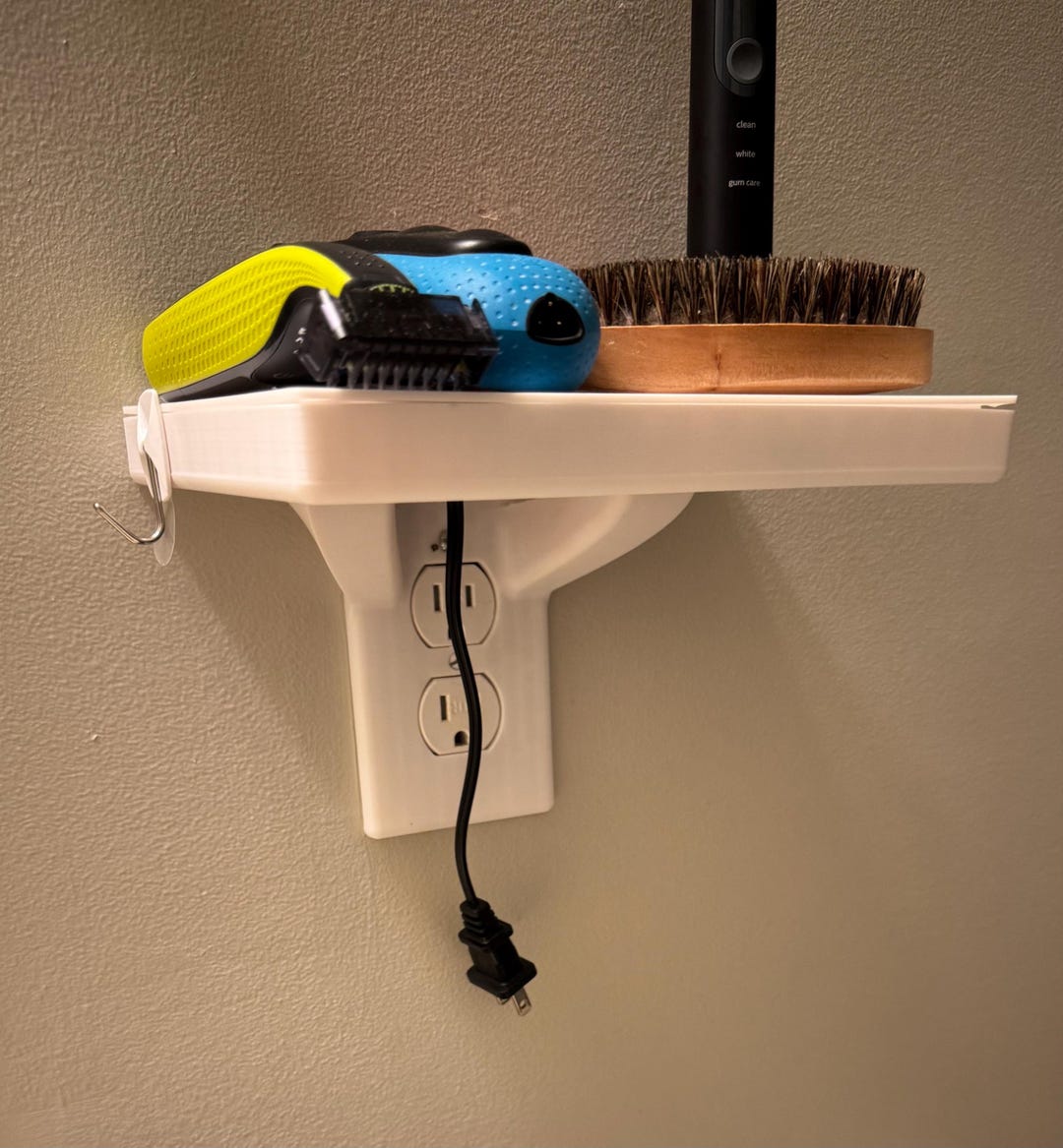 Outlet Shelf With Cord Storage | Bathroom Wall Organizer | Electric ...