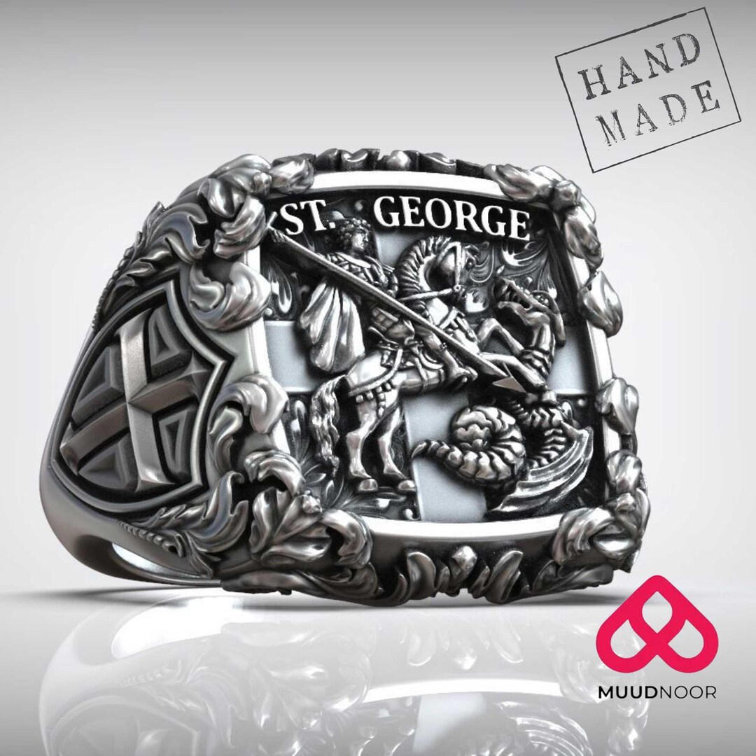 Saint George Knight Signet Ring – Handmade Christian Warrior Jewelry ...
