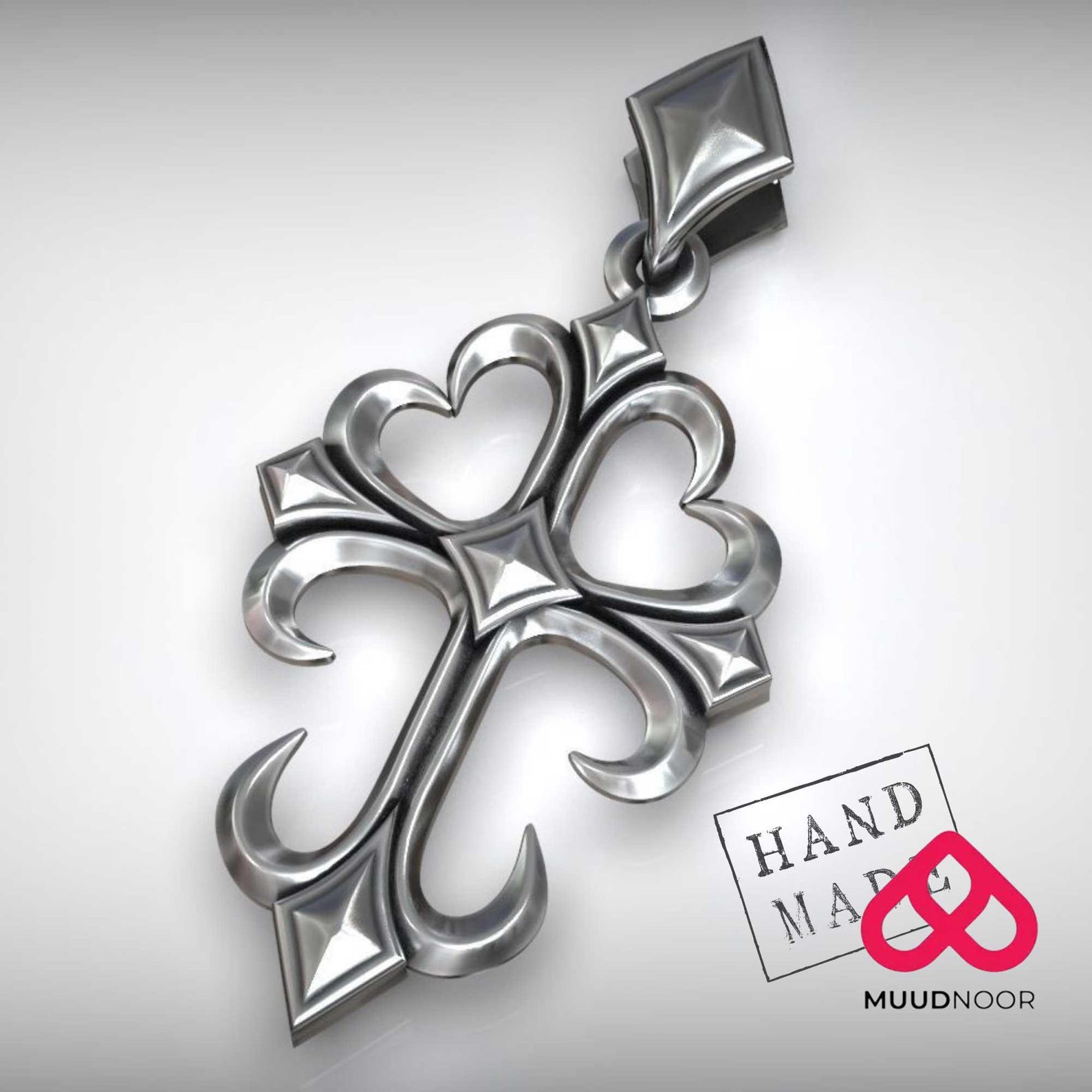 Knights Templar Cross Pendant – Handmade Silver Amulet With Heart ...