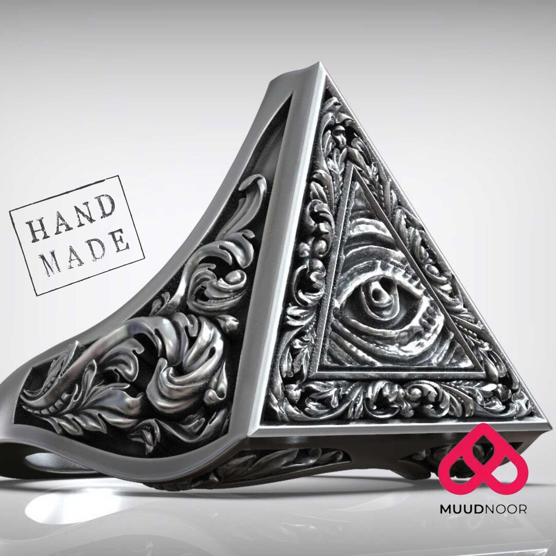 Eye of Providence Ring Illuminati Symbol Ring | Occult Floral Signet ...