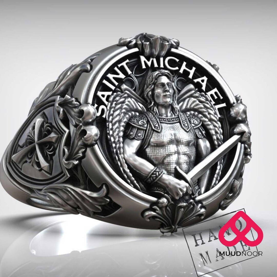 Saint Michael Archangel Ring for Men – Handmade Christian Jewelry ...