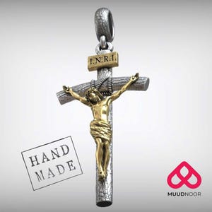 Jesus Christ Crucifix Pendant – 925 Sterling Silver & Gold-tone ...