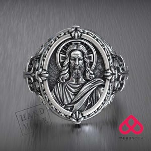 Jesus Christ IHSV Cross Signet Ring | Christian Men's Shield Ring ...