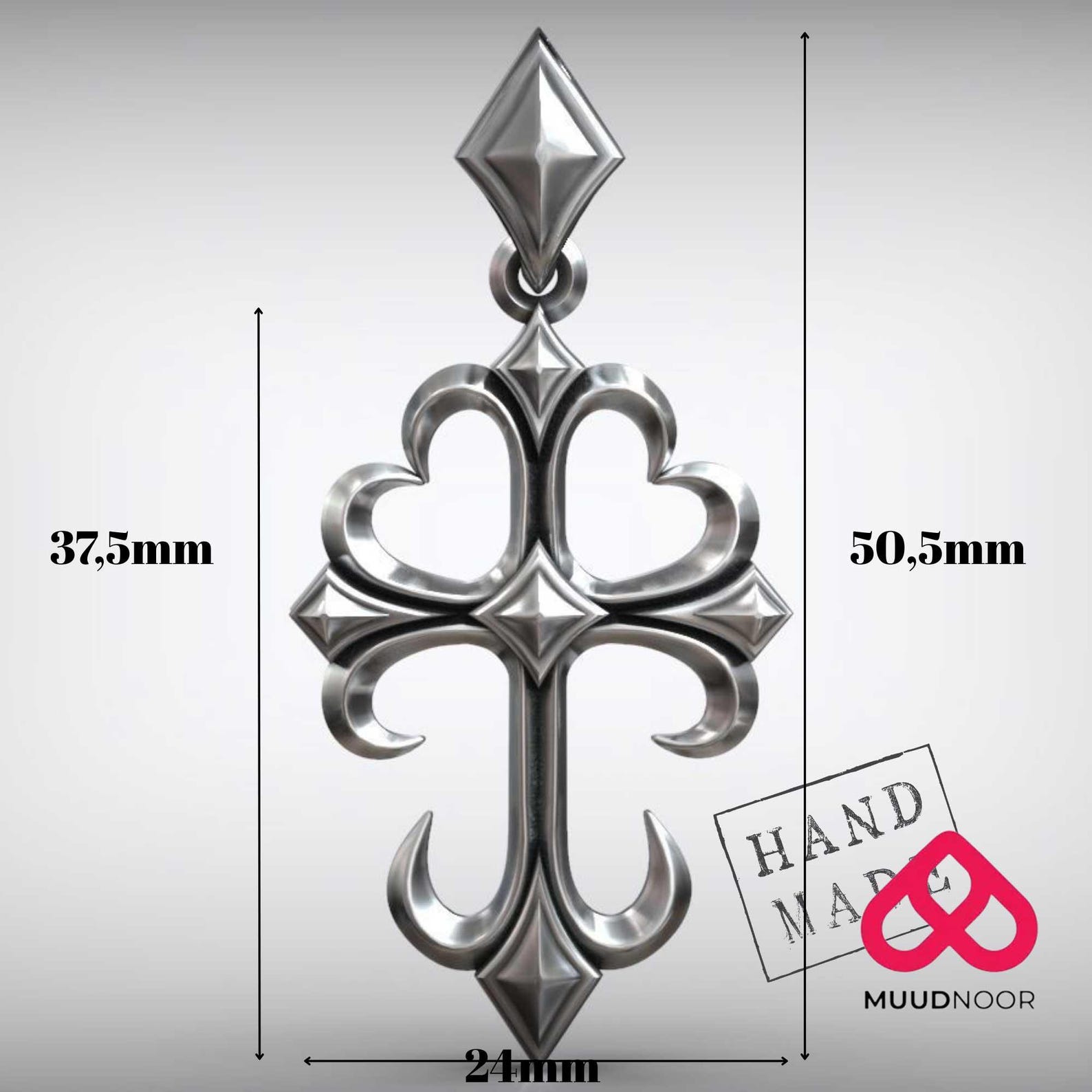 Knights Templar Cross Pendant – Handmade Silver Amulet With Heart ...