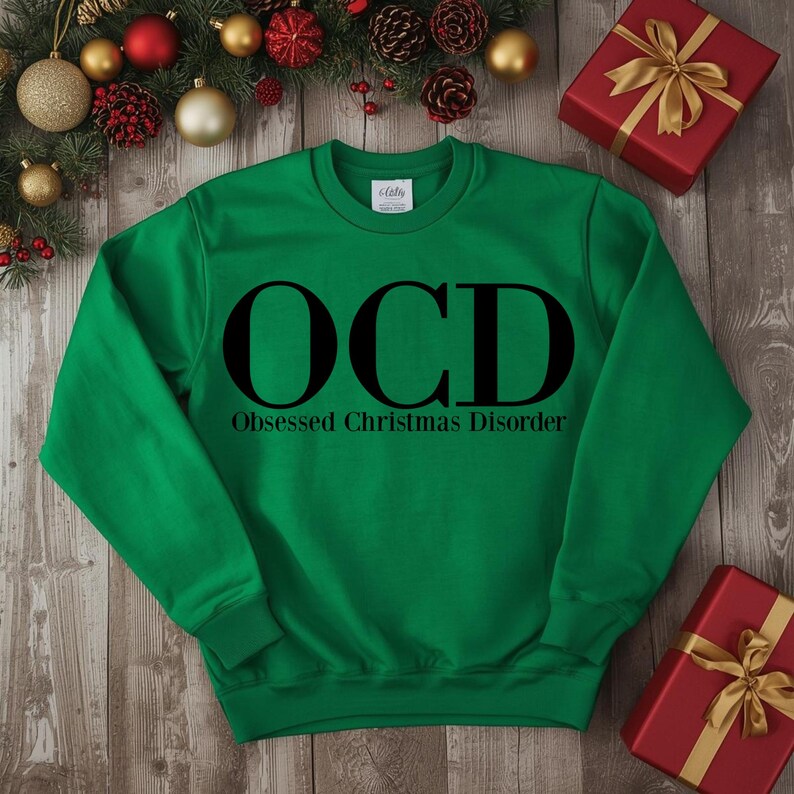 OCD Obsessed Christmas Disorder SVG, PNG | Funny Holiday Quote Design ...