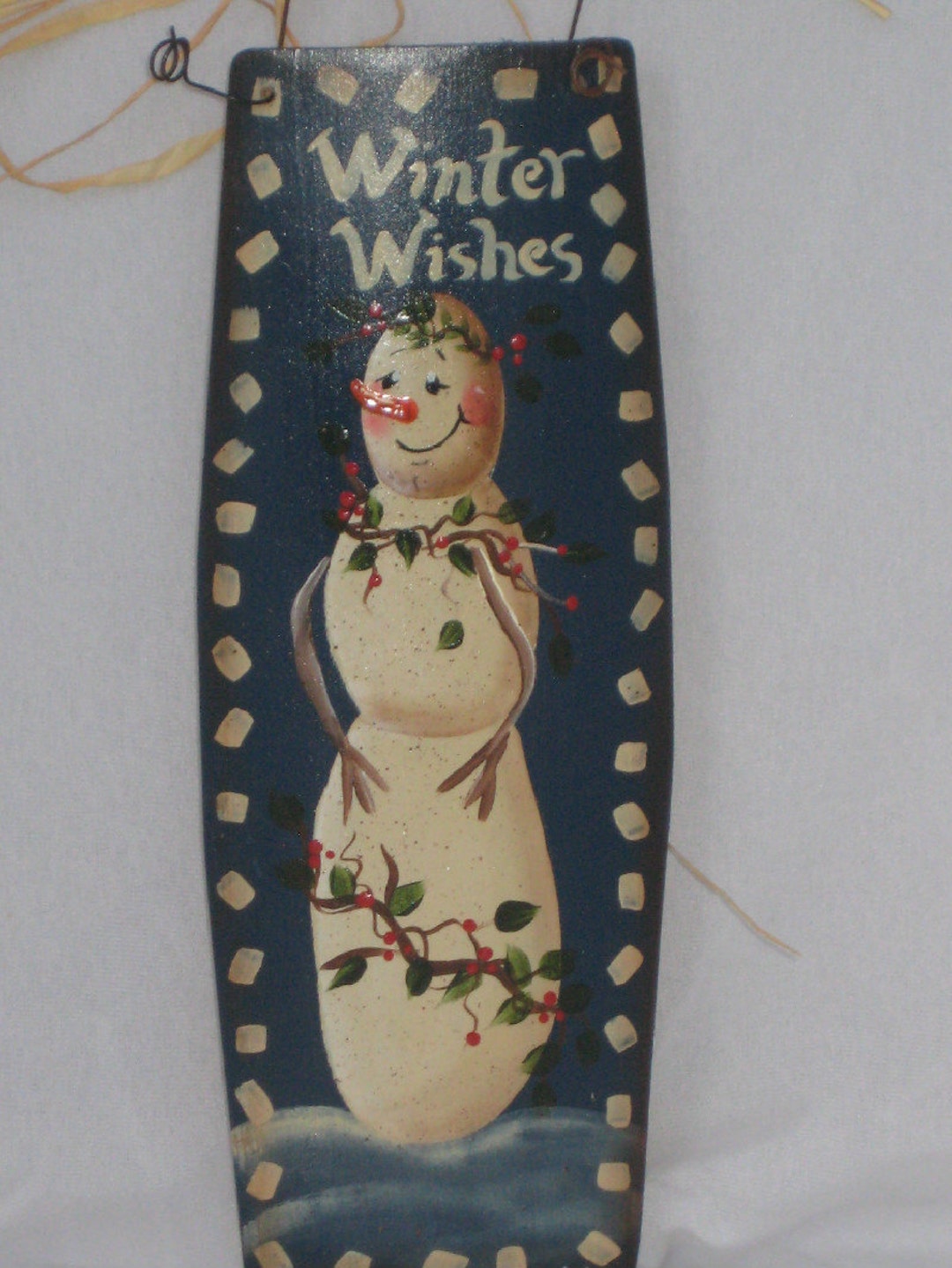Hand Painted Winter Wishes Snowman Barrel Stave - Etsy