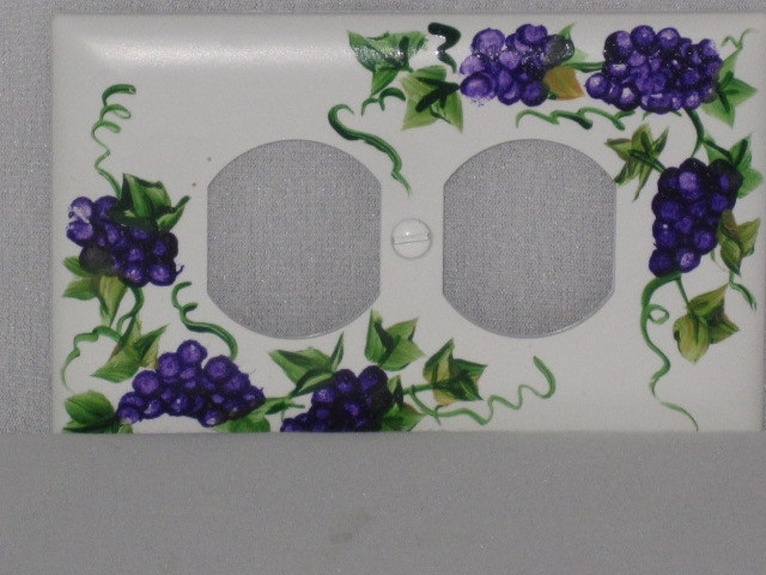 Hand Painted Outlet Cover With Purple Grapes - Etsy
