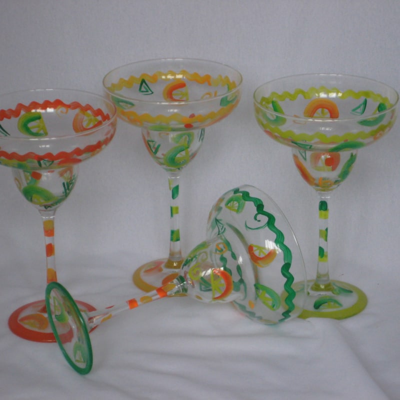 Painted Margarita Glasses - Etsy