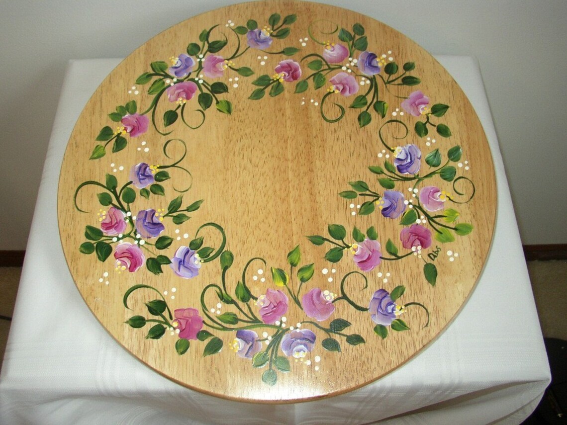 Hand Painted LAZY SUSAN With ROSES - Etsy