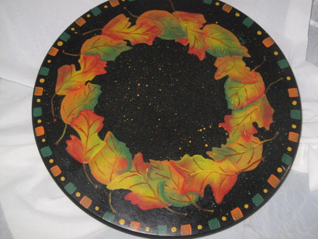 Hand Painted Lazy Susan With Autumn Leaves - Etsy