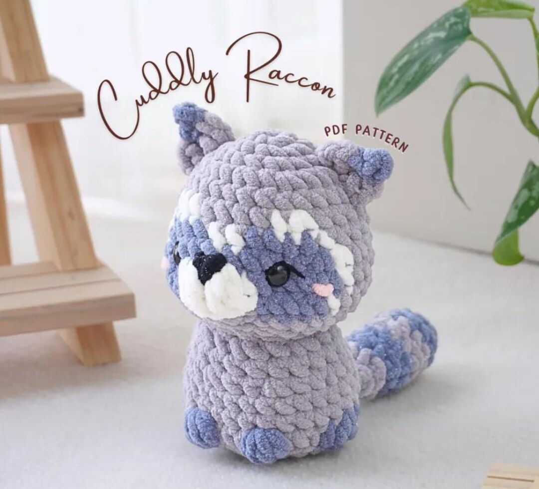 Cuddly Raccoon No-sew Crochet Pattern, Amigurumi Raccoon Tutorial, Soft ...