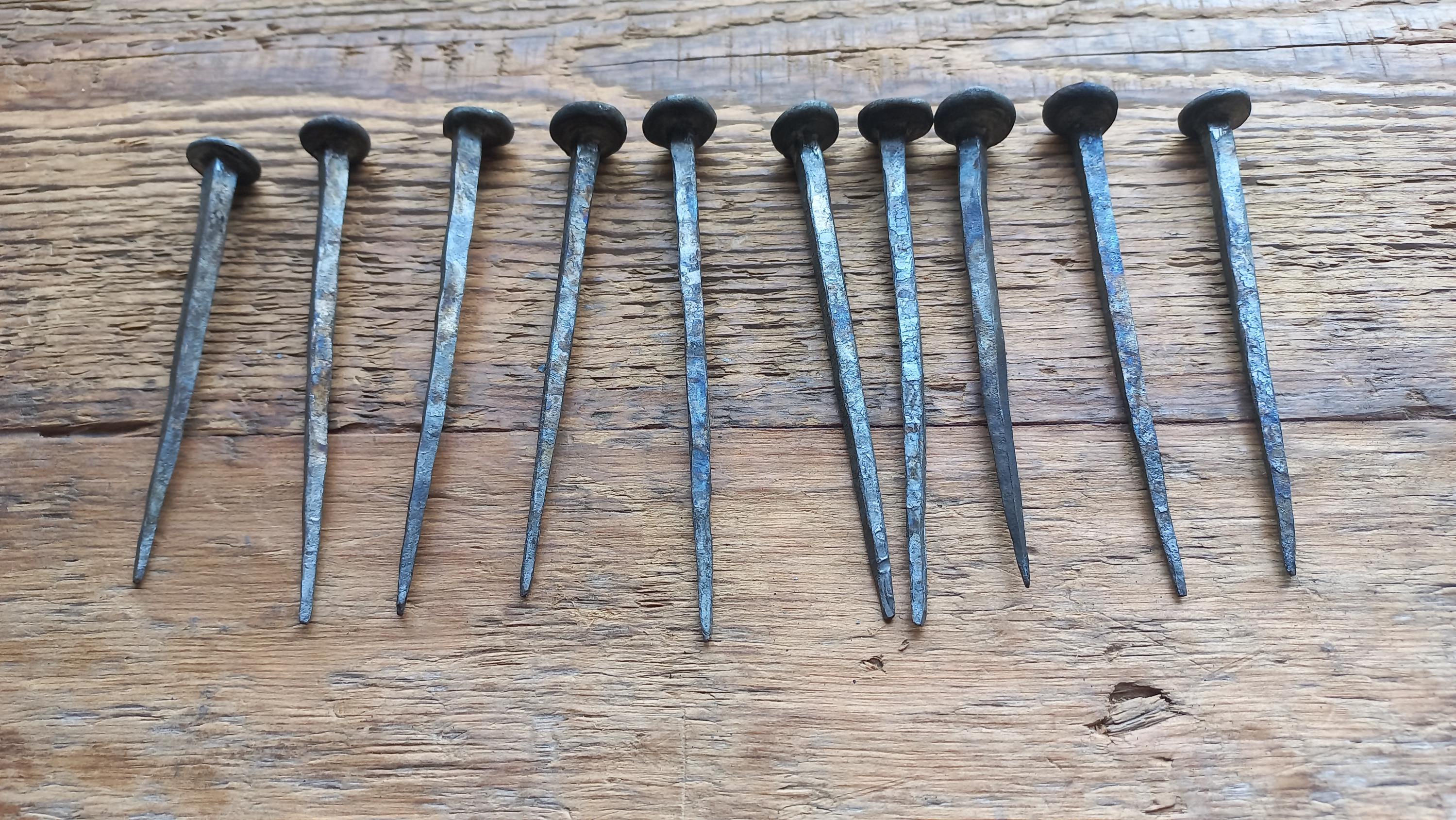 Set of 5 Hand Forged 4 Inch Long Nails Old Blacksmith Hand Made Nails ...