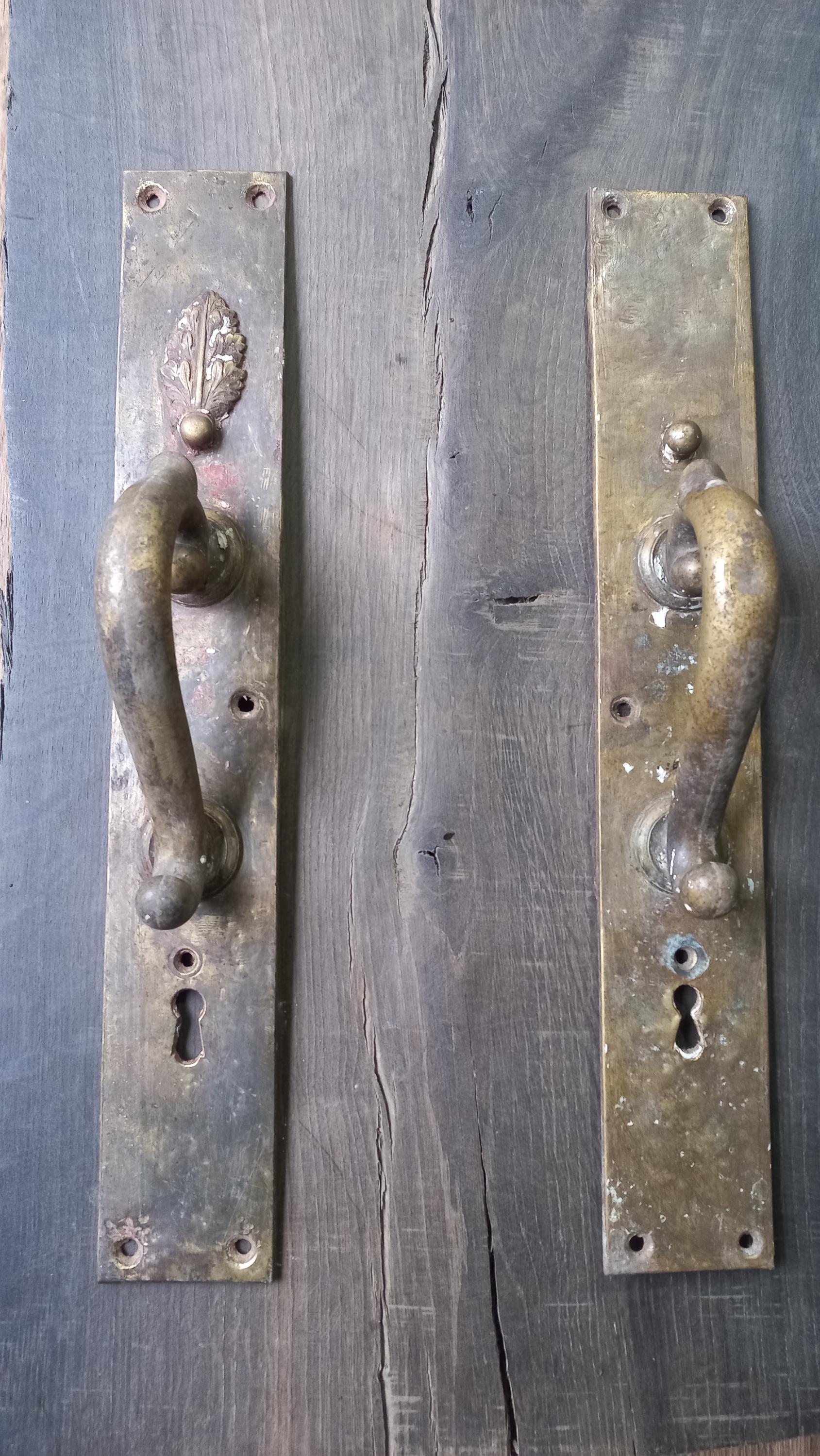 Set of 2 Old Brass Door Handles - Double Antique Door Handle - Barn ...