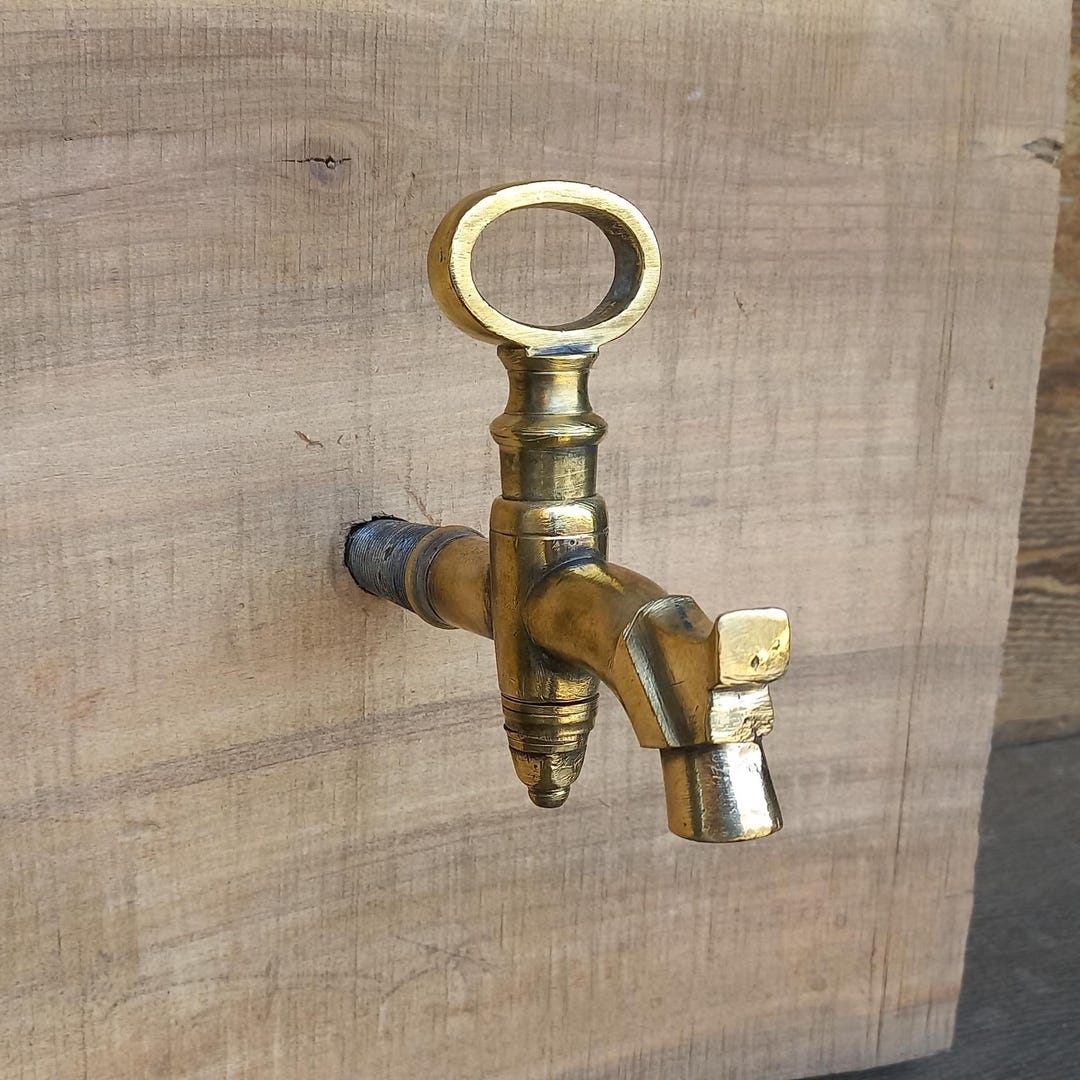 Vintage Brass Water Tap Taper Thread Tap Old Spigot Water Faucet Small ...