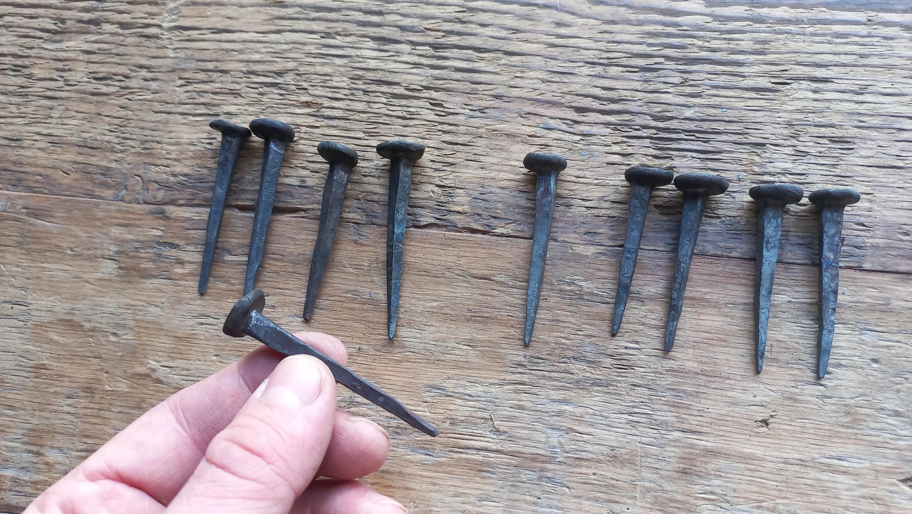 Set of 5 Hand Forged 2 Inch Long Nails Old Blacksmith Hand Made Nails ...