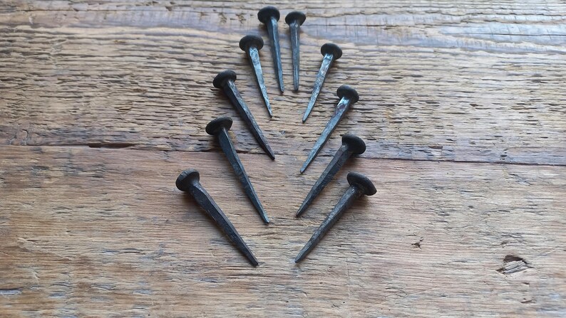Set of 5 Hand Forged 2 Inch Long Nails Old Blacksmith Hand Made Nails ...