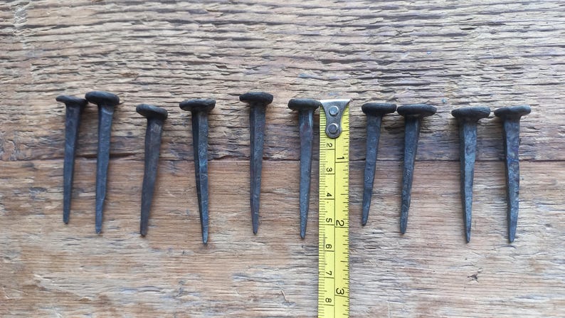 Set of 5 Hand Forged 2 Inch Long Nails Old Blacksmith Hand Made Nails ...