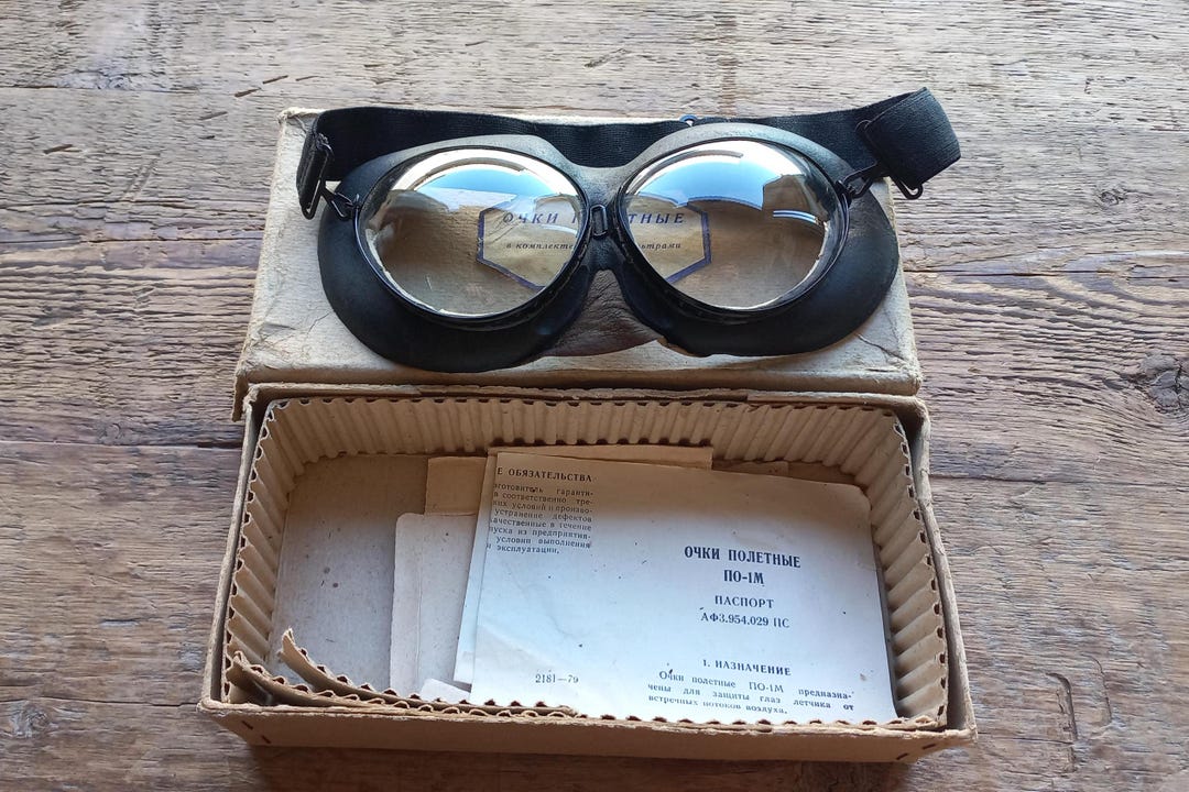 1970s Vintage Soviet Pilot Glasses Unused Flight Metal Rim Safety ...