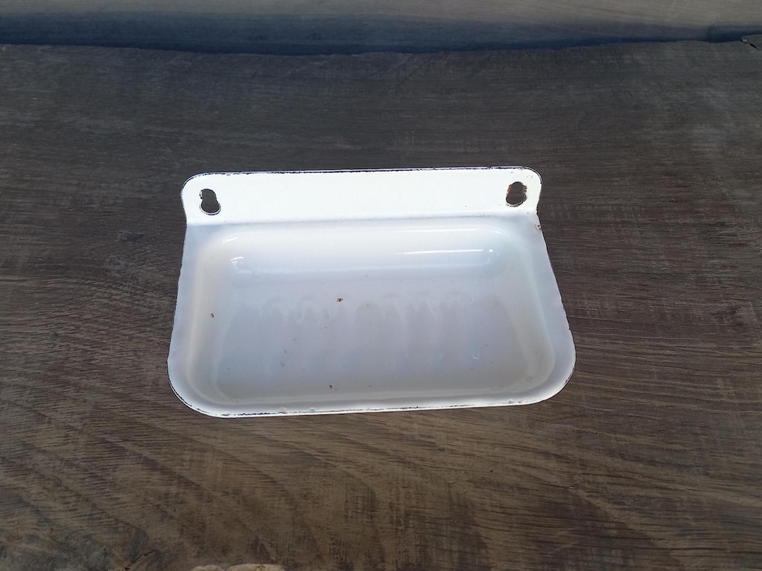 Vintage Soviet Enamel Soap Dish White Antique Metal Soap Dish Bathroom ...