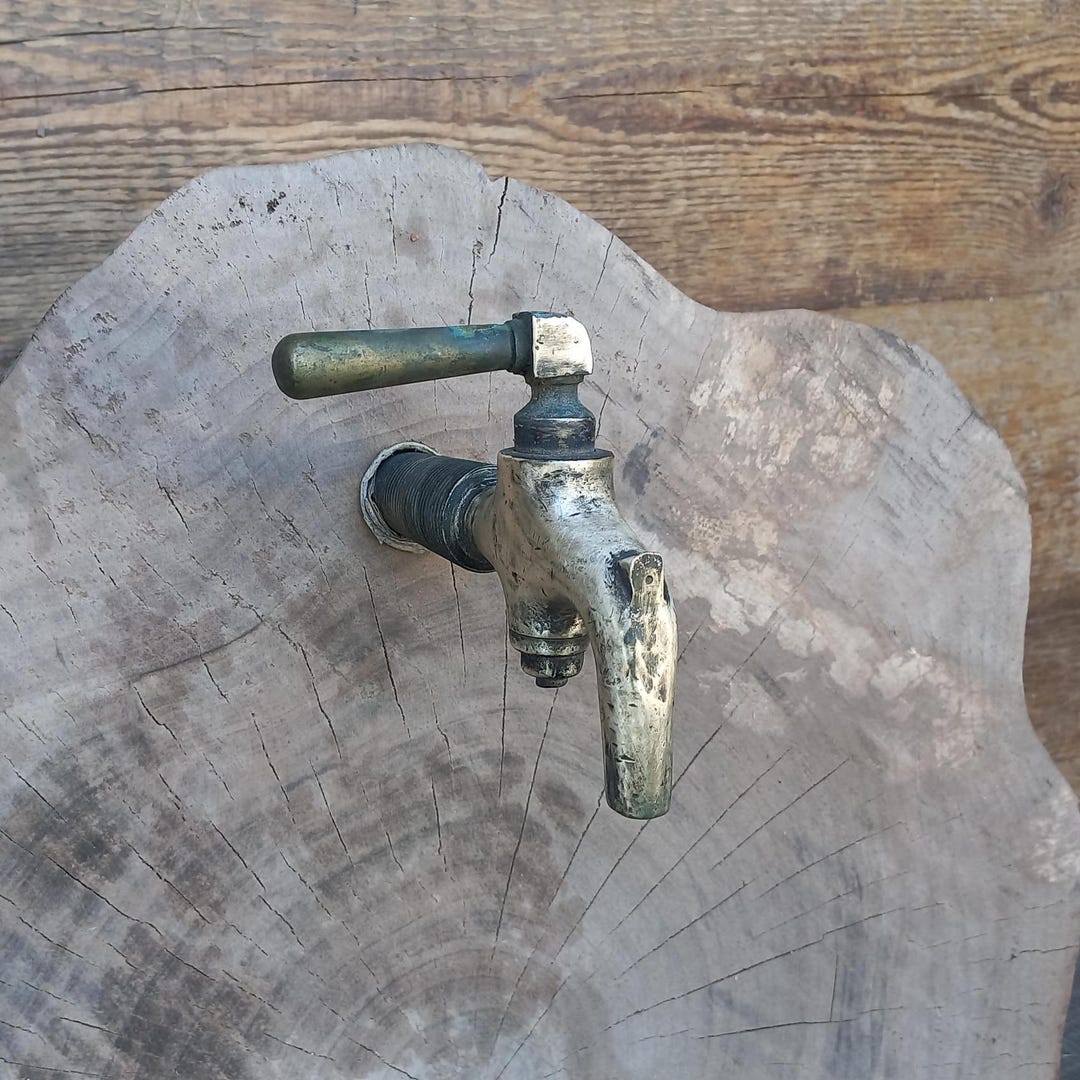 Vintage Brass Water Tap Taper Thread Tap Old Spigot Water Faucet Small ...