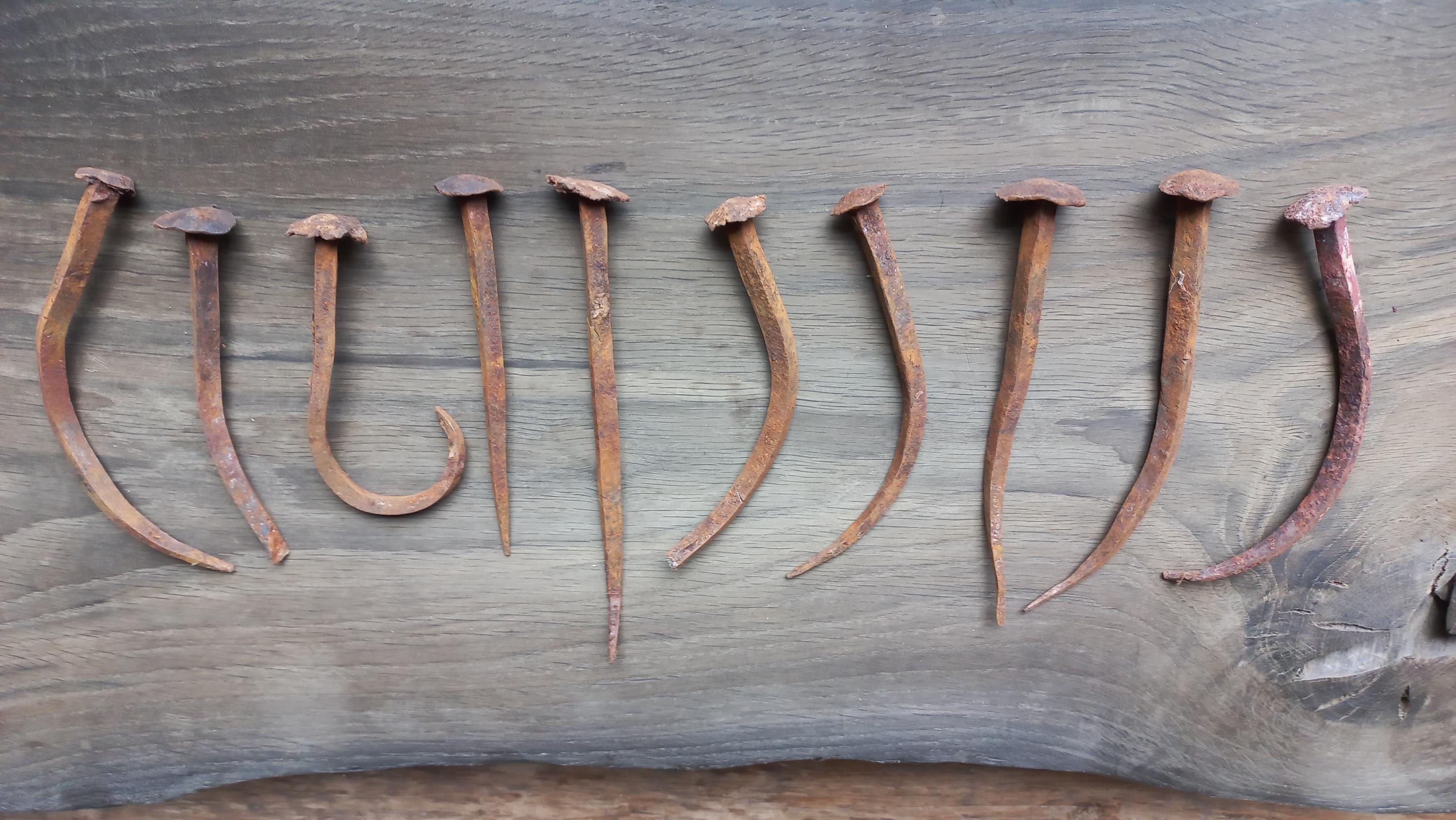 19th Century Set of 10 Rusty 5-6 Inch Nails Old Blacksmith Hand Made ...