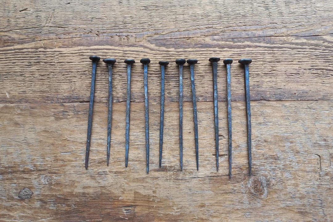 Set of 5 Hand Forged 6 Inch Long Nails Old Blacksmith Hand Made Nails ...