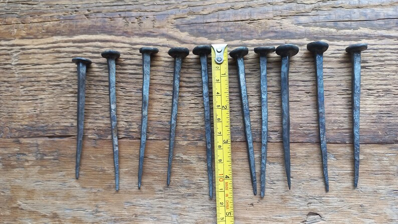Set of 5 Hand Forged 4 Inch Long Nails Old Blacksmith Hand Made Nails ...
