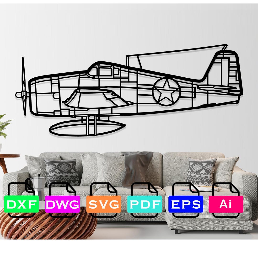 Grumman F6F 3 Hellcat Airplane Laser Cut Dxf Files, Vector Files, Laser ...