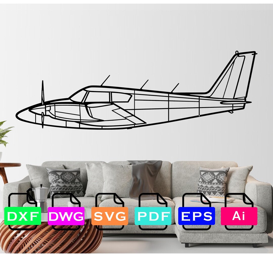 Piper PA 30 Twin Comanche Airplane Laser Cut Dxf Files, Vector Files ...