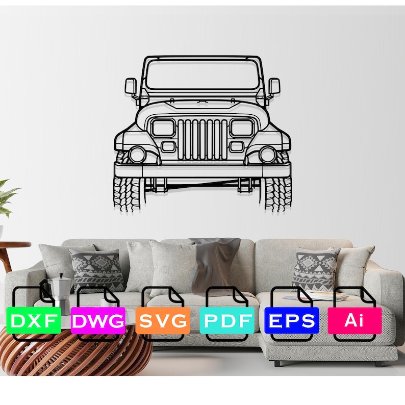 Jeep Car Laser Cut Dxf Files, Metal Car Wall Art Dxf, Vector Files ...