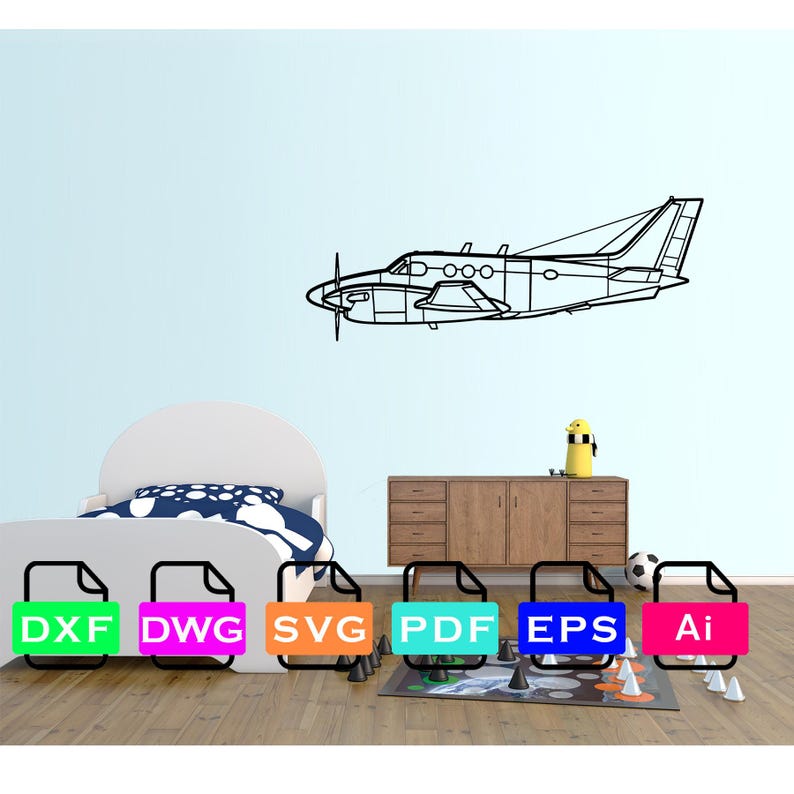 Beechcraft King Air C90A Airplane Laser Cut Dxf Files, Vector Files ...