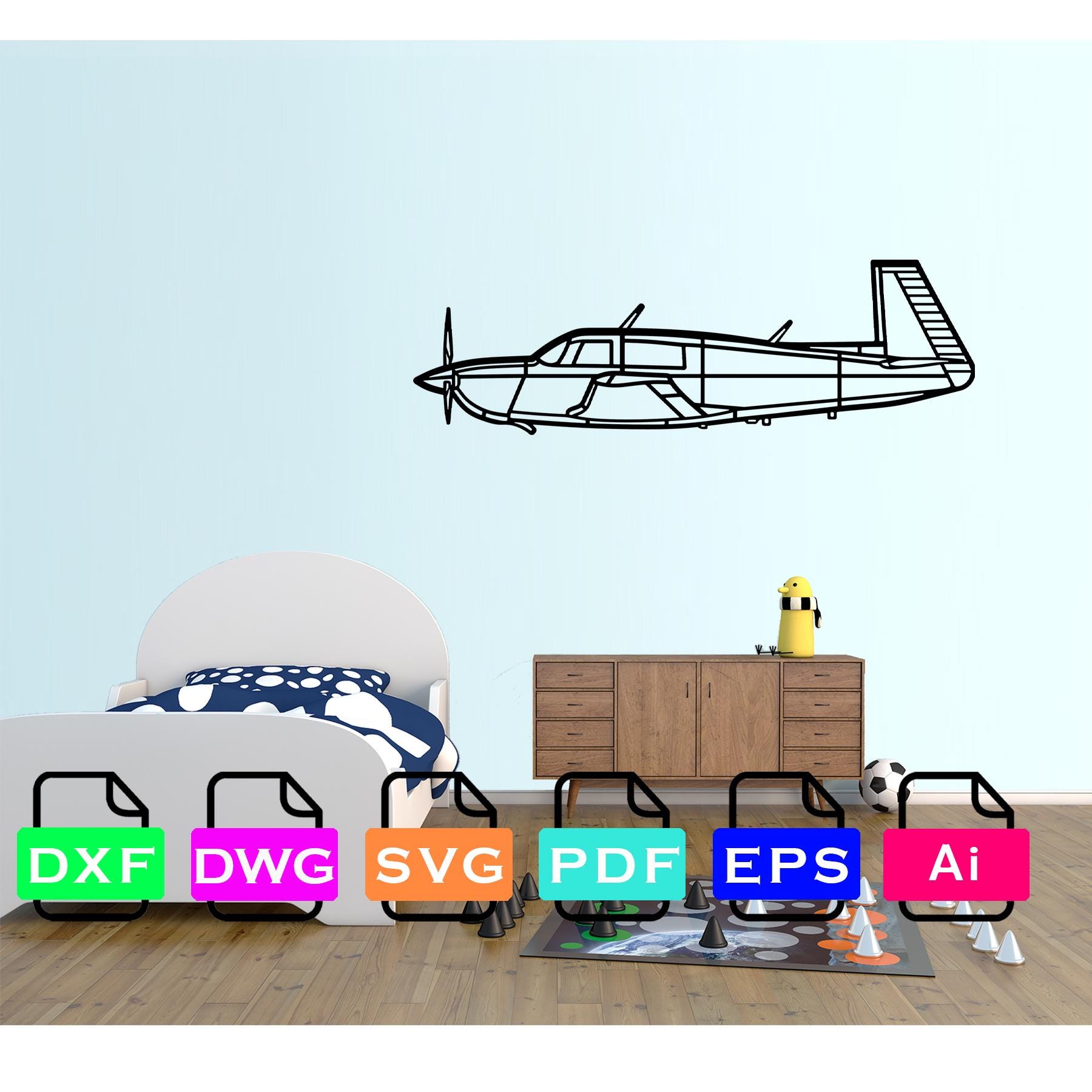 Mooney 20J Airplane Laser Cut Dxf Files, Vector Files, Laser Cutting ...